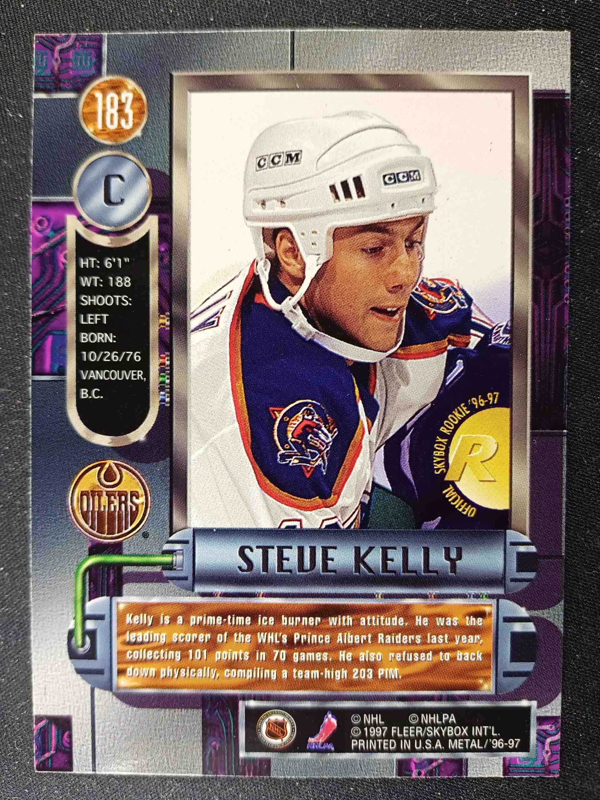 1996/1997 Fleer Metal Universe Base 183 Steve Kelly – WHC Karty