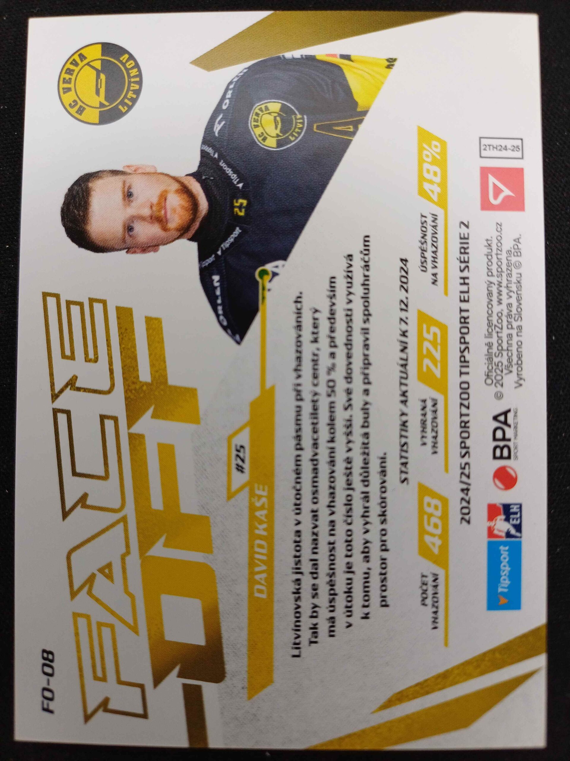 2024/2025 Sportzoo Serie 2 Face-Off FO-08 David Kaše Inzert – WHC Karty ...