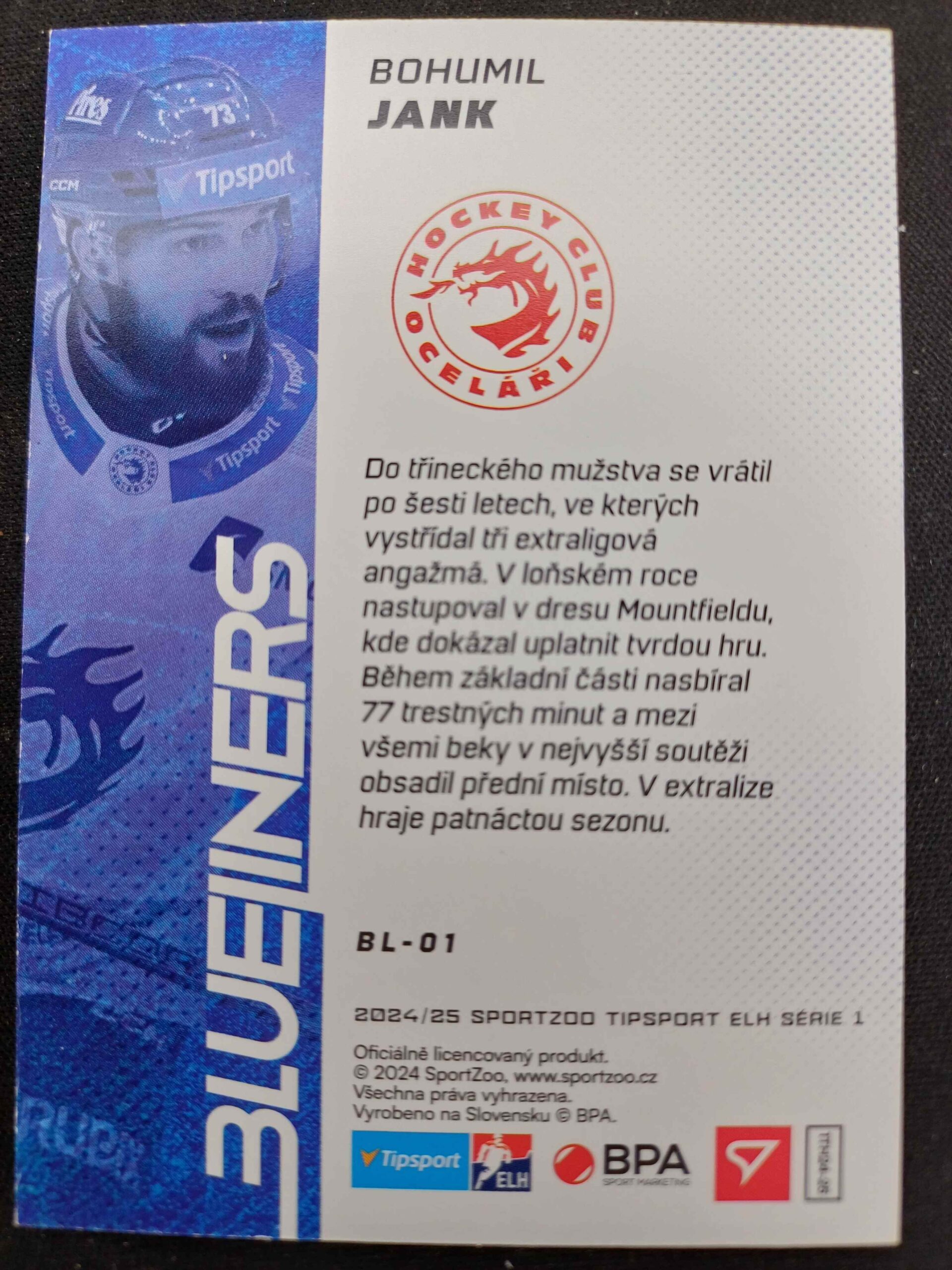 2024/2025 Sportzoo Serie 1 Blueliners BL-01 Bohumil Jank Inzert – WHC ...