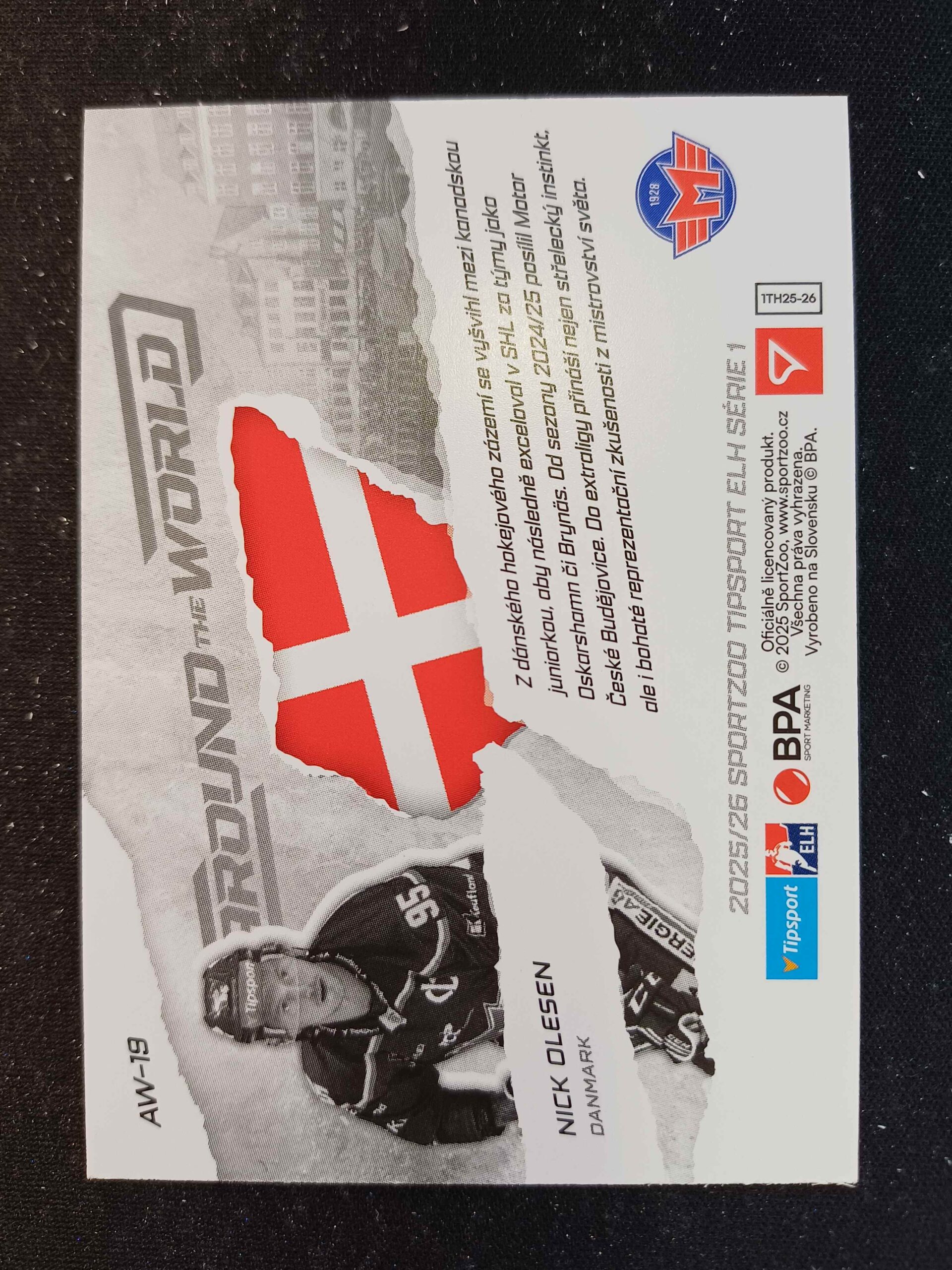 2025/2026 Sportzoo Serie 1 Around the World AW-19 Nick Olesen Inzert ...