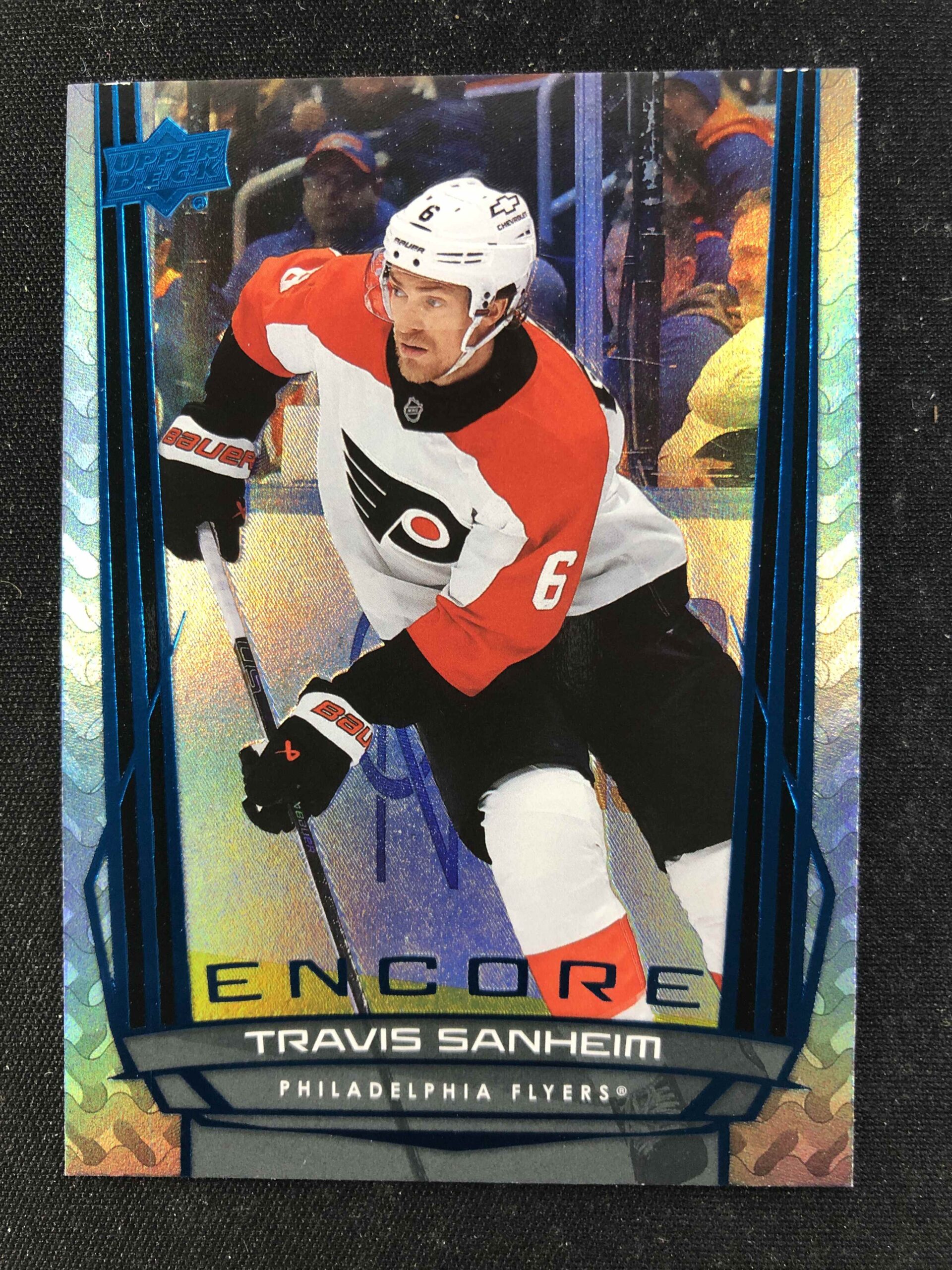 2025/2026 Upper Deck Series 1 Encore Blue E-32 Travis Sanheim Inzert ...